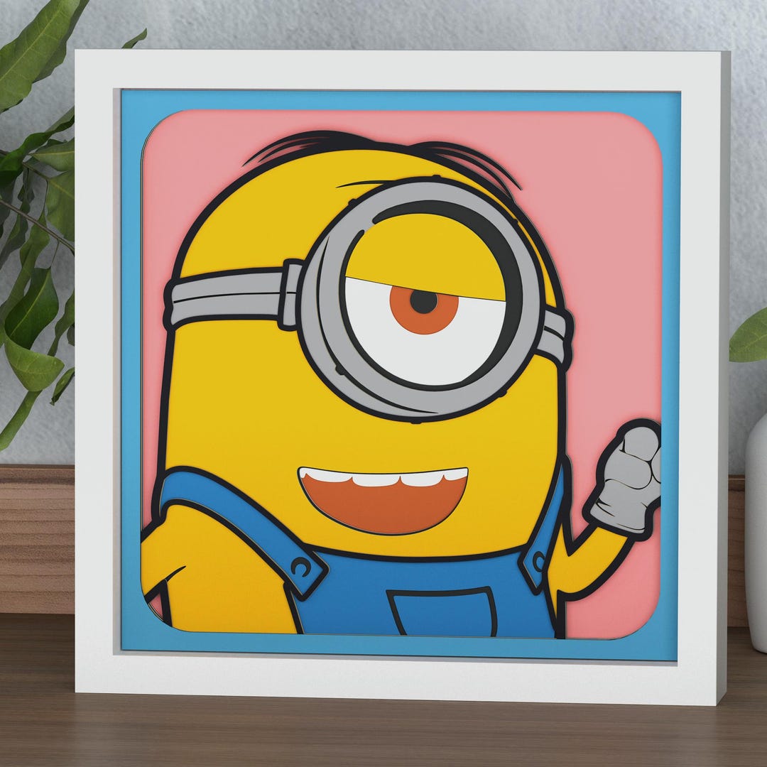 Minion 3D Layer SVG, Minion Shadow Box SVG for Cricut Silhouette ...