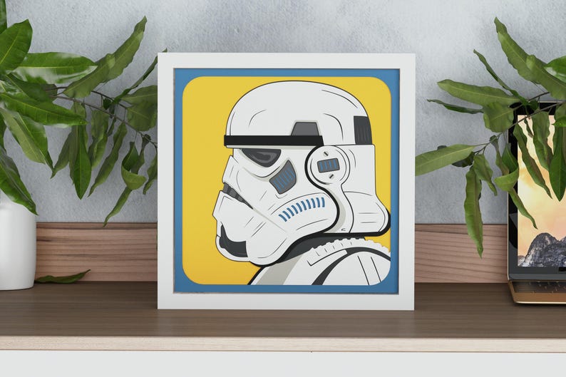 Stormtrooper Profile 3D Layer SVG, Star Stormtrooper Shadow Box SVG for ...
