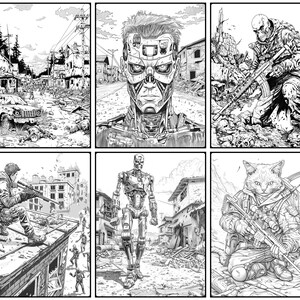 Post-apocalyptic Printable Coloring Book for Adults | 50 Coloring Pages ...