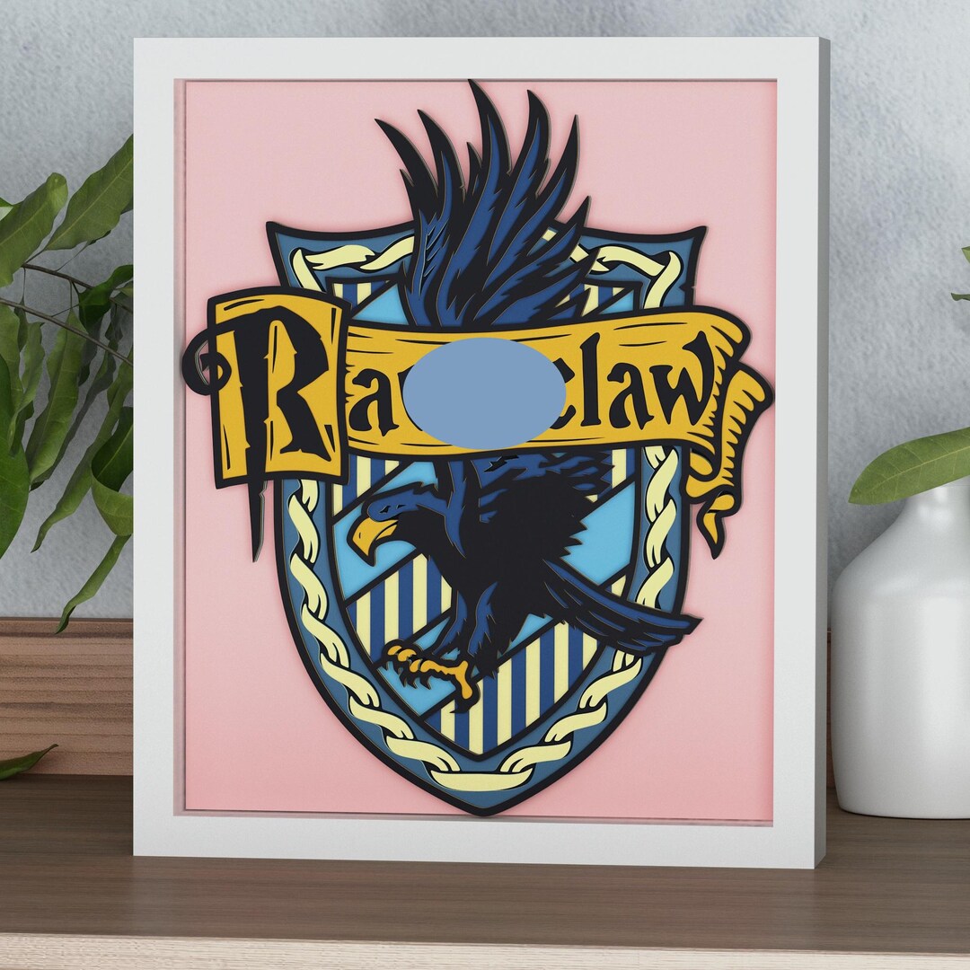 Magic School Crest 3D Layer SVG, Layered Magic Raven Emblem Design for ...