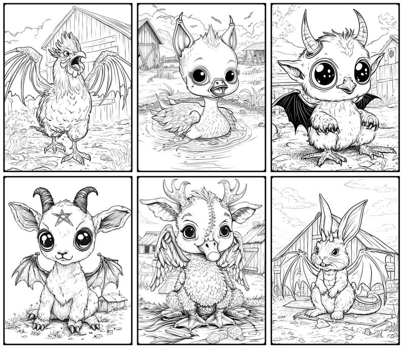 50 Spooky Farm Printable Coloring Pages PDF Coloring Book With Horror ...