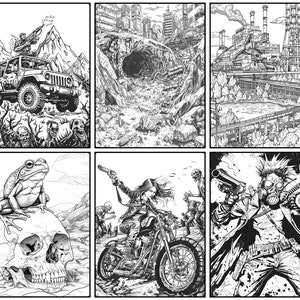 Post-apocalyptic Printable Coloring Book for Adults | 50 Coloring Pages ...