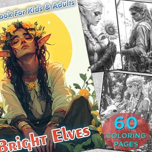 60 Bright Elf Printable Coloring Pages, PDF Elvish Coloring Book for ...