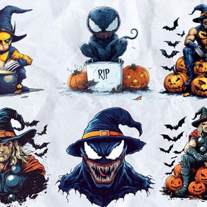 50 Halloween Superheroes PNG Cliparts for Sublimation, Transparent ...