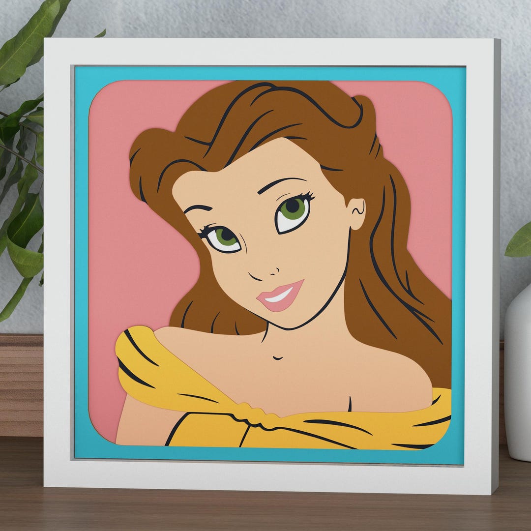 Cartoon Princess 3D Layer SVG, Princess Shadow Box SVG for Cricut ...