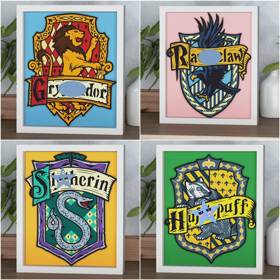 Set of 4 Magic School Crests 3D Layer SVG, Layered Magic Crest Design ...