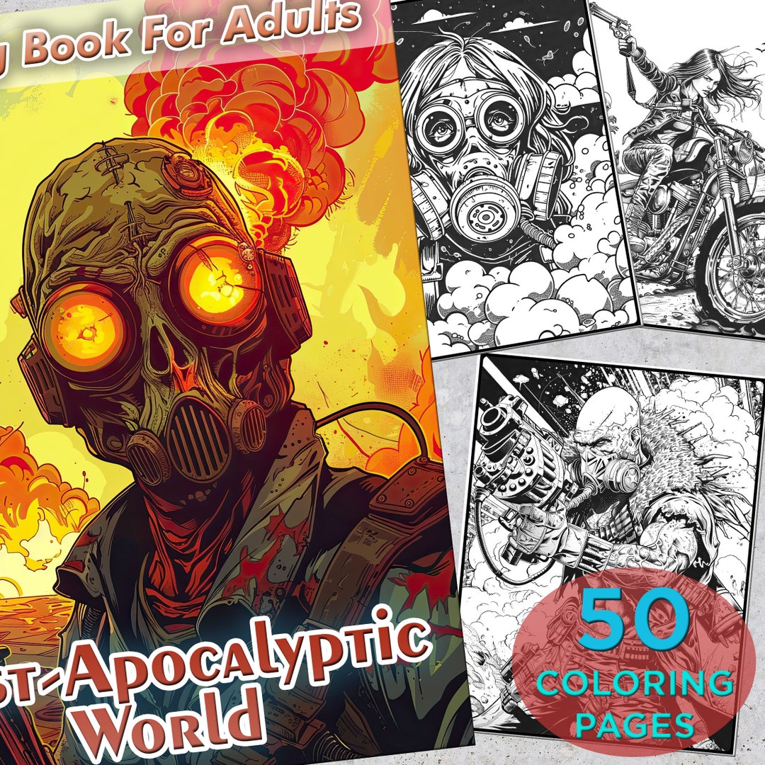 Post-apocalyptic Printable Coloring Book for Adults | 50 Coloring Pages ...