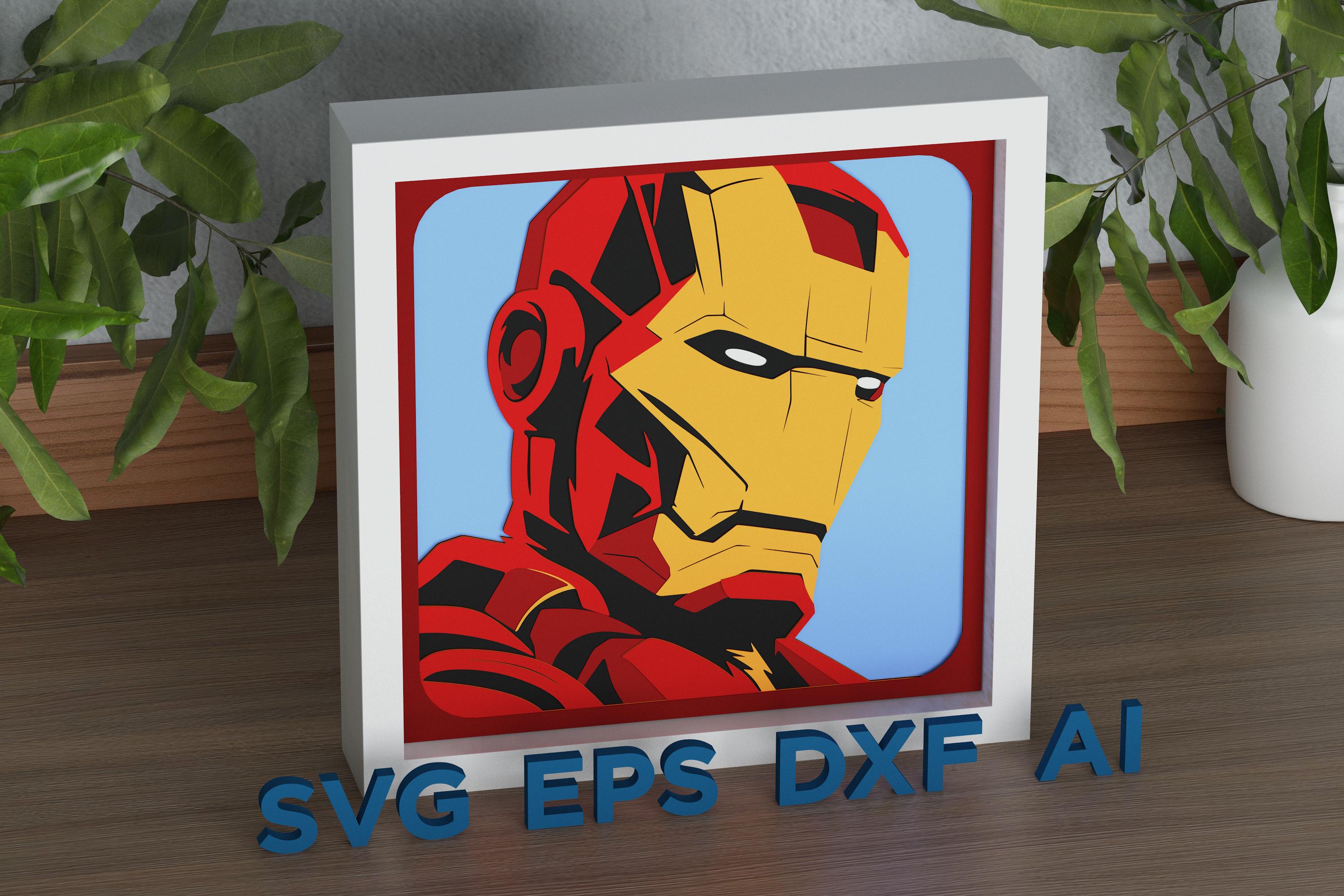 Superhero Iron Guy 3D Layer SVG, Superhero Shadow Box SVG for Cricut ...