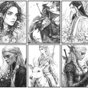 60 Bright Elf Printable Coloring Pages, PDF Elvish Coloring Book for ...