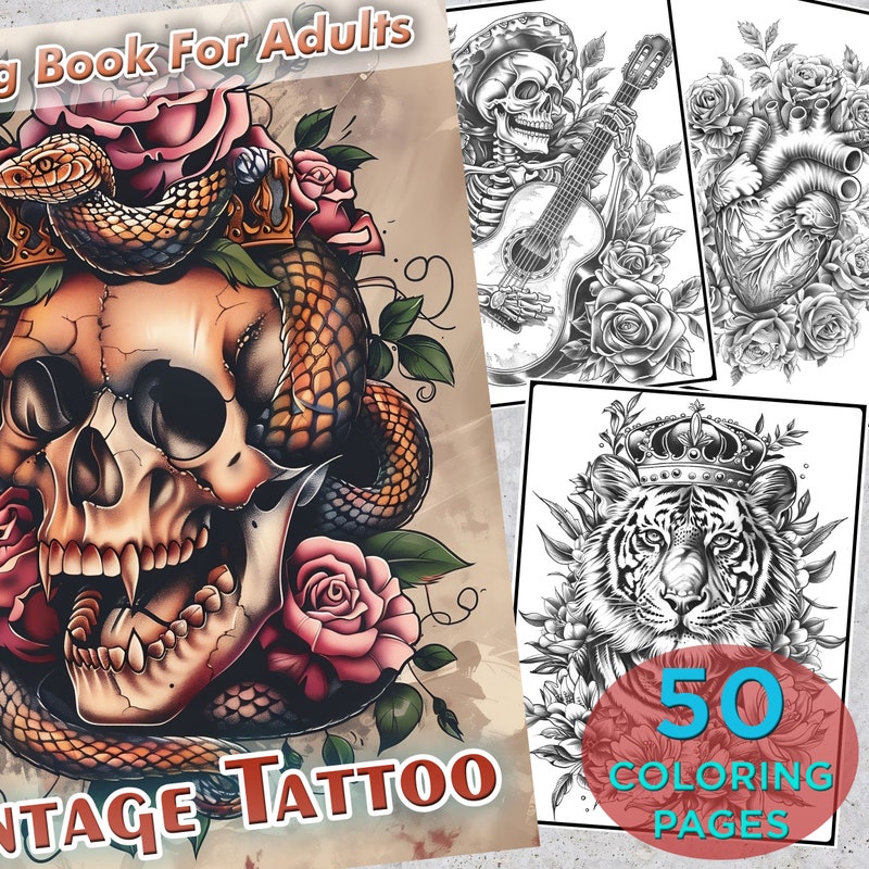 Tattoo Coloring Book - Etsy