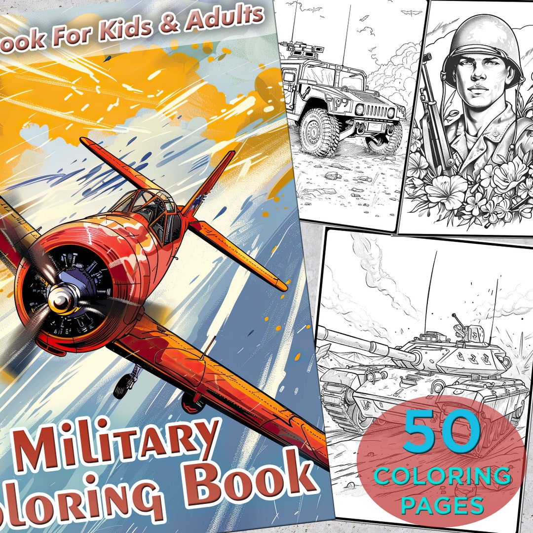 50 Military Printable Coloring Pages for Kids & Adults, Coloring Book ...