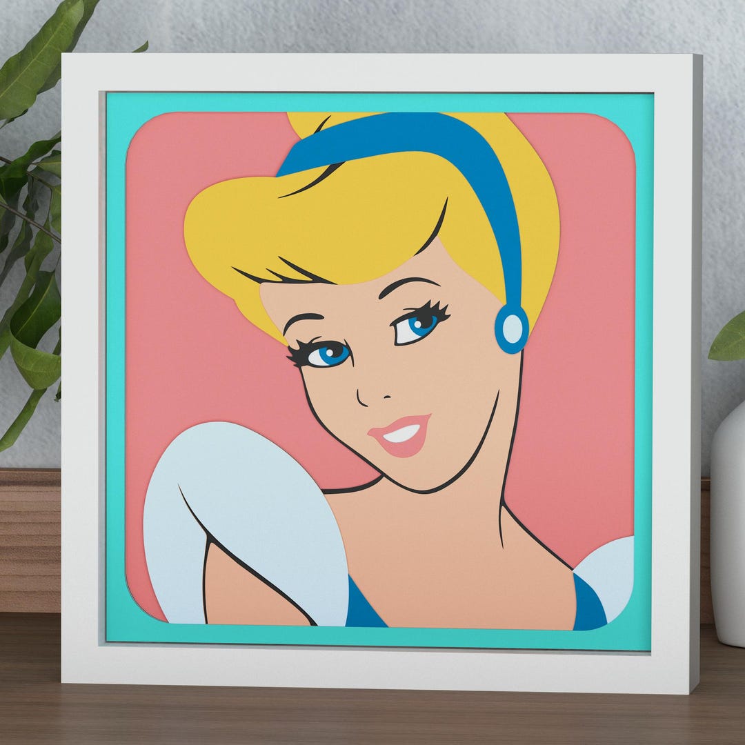 Cartoon Princess 3D Layer SVG, Princess Shadow Box SVG for Cricut ...