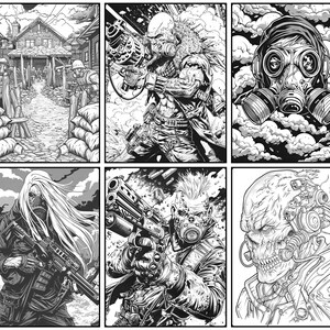 Post-apocalyptic Printable Coloring Book for Adults | 50 Coloring Pages ...