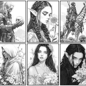 60 Bright Elf Printable Coloring Pages, PDF Elvish Coloring Book for ...