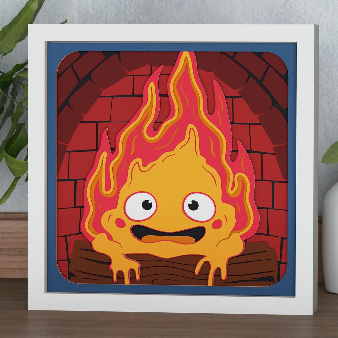 Cartoon Fireplace 3D Layer SVG, Anime Fire Shadow Box SVG for Cricut ...