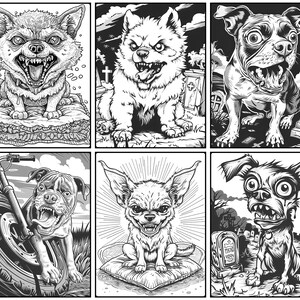 50 Horror Dog Printable Coloring Pages for Adults | PDF Coloring Book ...