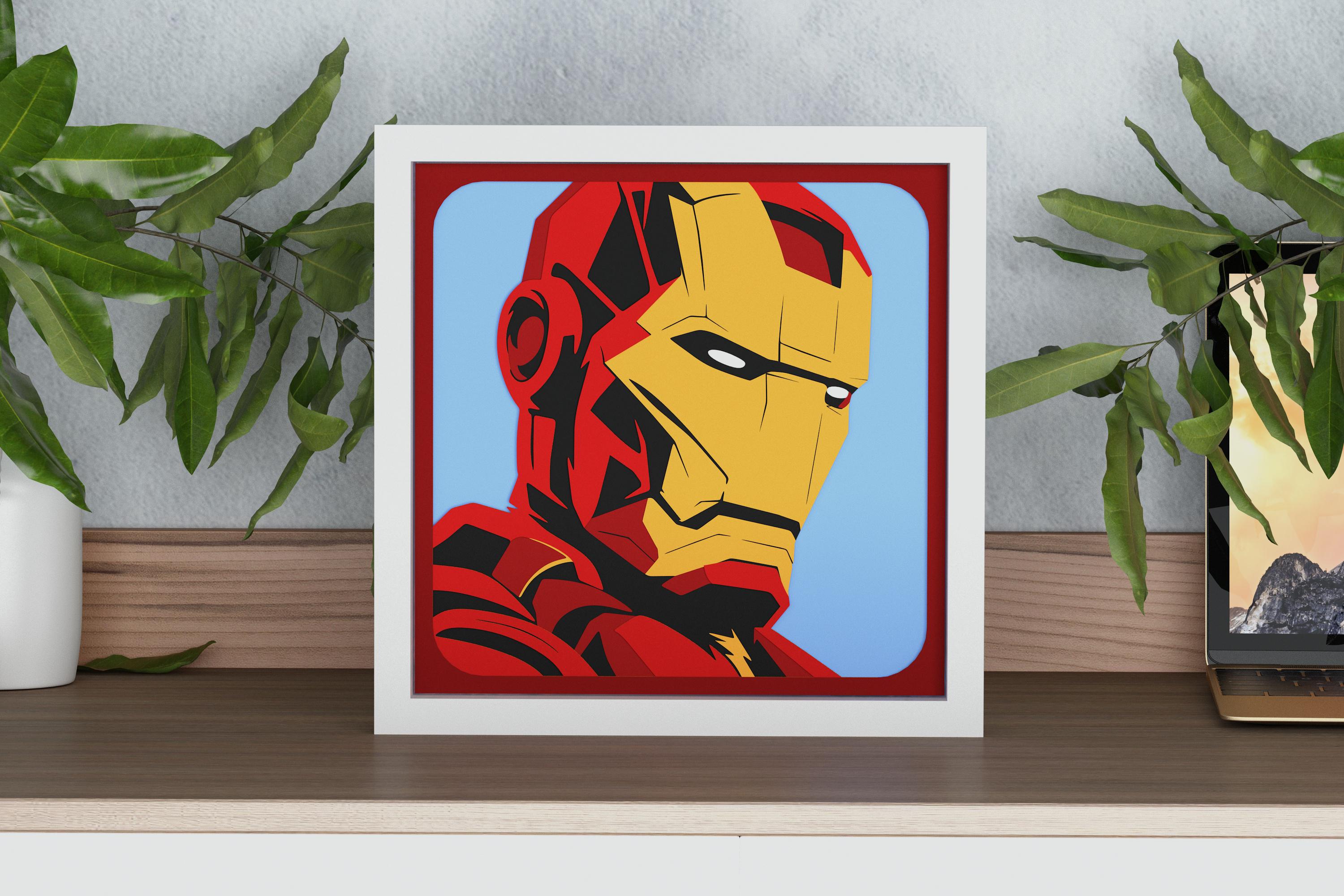 Superhero Iron Guy 3D Layer SVG, Superhero Shadow Box SVG for Cricut ...