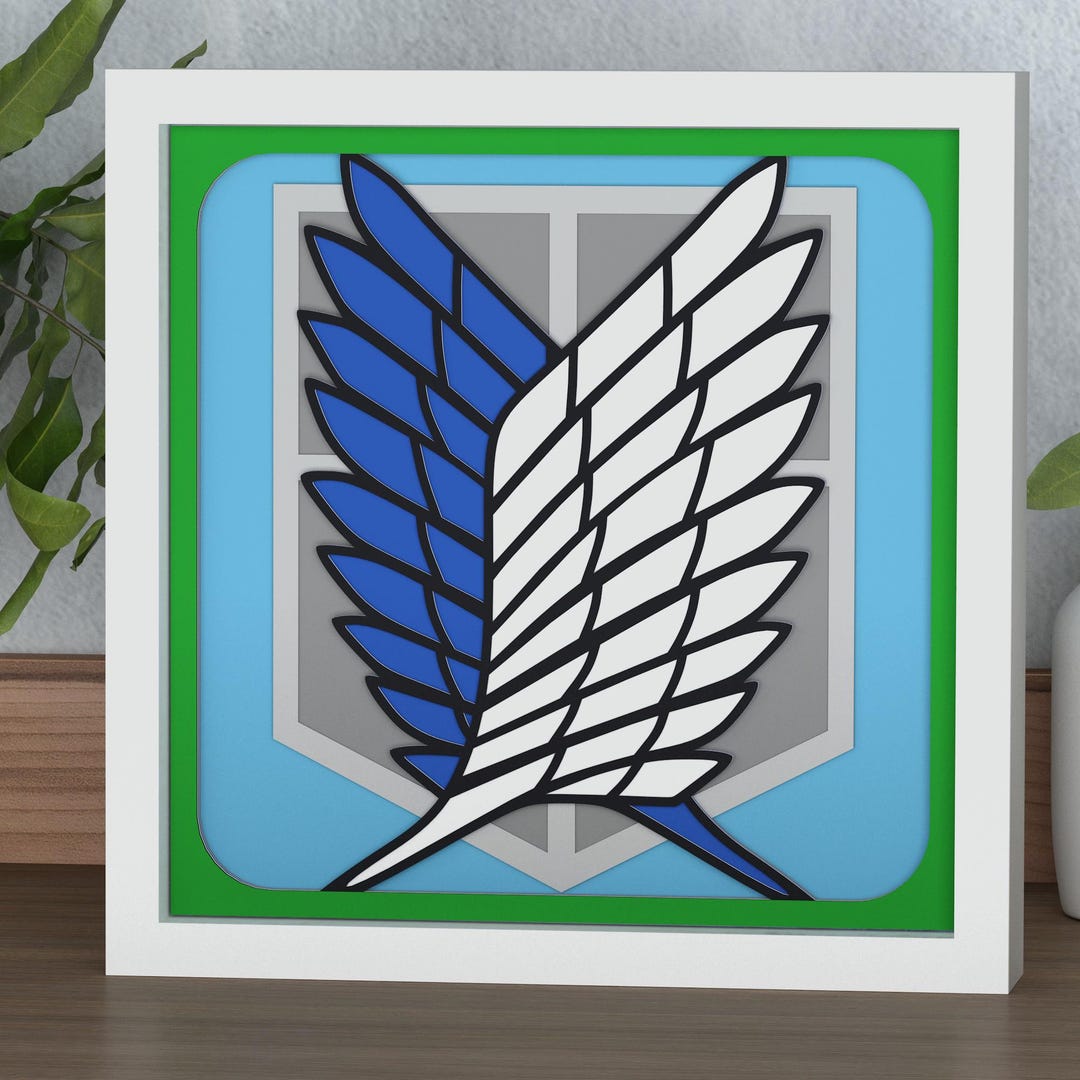 Anime Wings Emblem 3D Layer SVG, Wings of Freedom Shadow Box SVG for ...