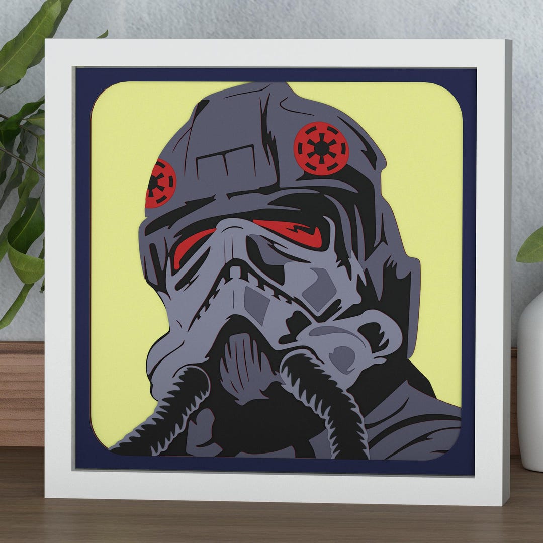 TIE Fighter Pilot 3D Layer SVG, Star Saga Stormtrooper Shadow Box SVG ...