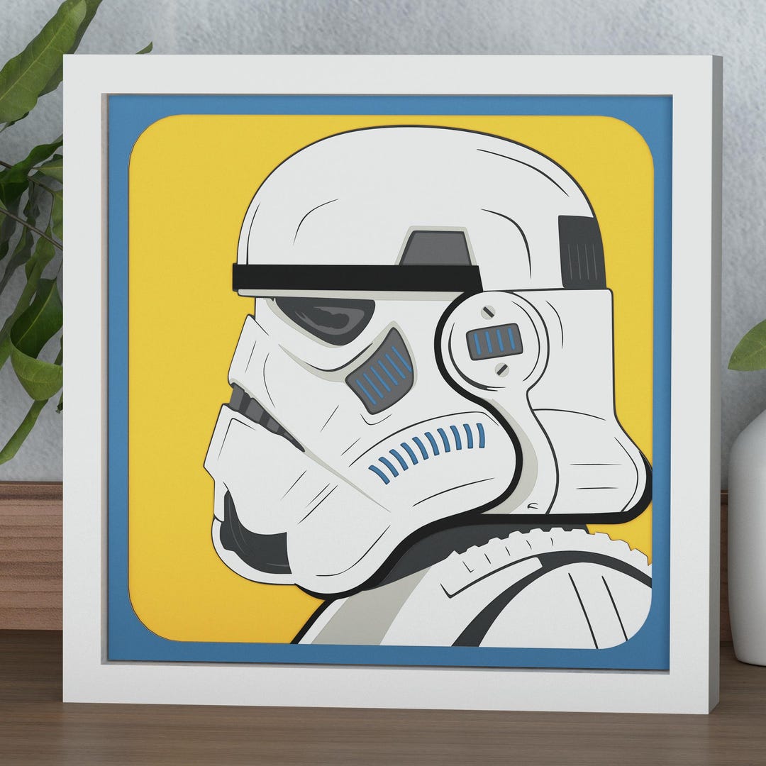 Stormtrooper Profile 3D Layer SVG, Star Stormtrooper Shadow Box SVG for ...