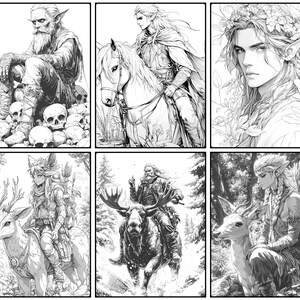 60 Bright Elf Printable Coloring Pages, PDF Elvish Coloring Book for ...