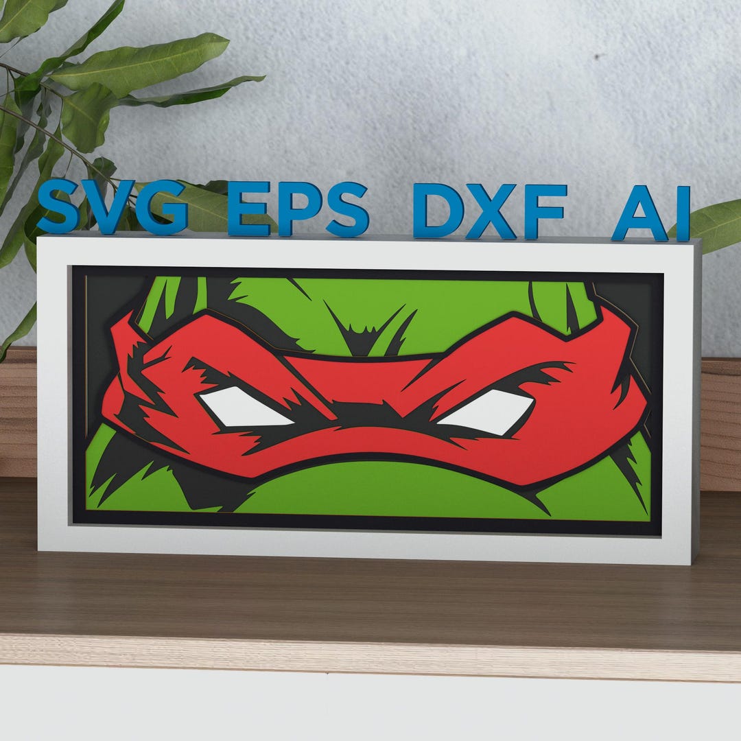 Cartoon Ninja Turtle Eyes 3D Layer SVG, Ninja Shadow Box SVG for Cricut ...