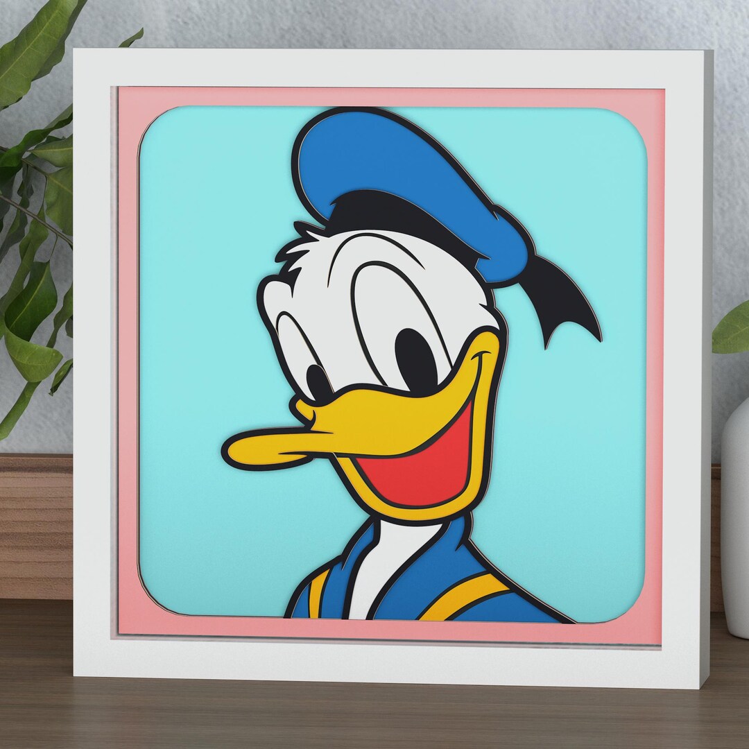 Cartoon Duck 3D Layer SVG, Cartoon Donald Shadow Box SVG for Cricut ...