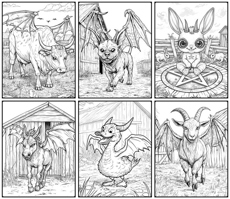 50 Spooky Farm Printable Coloring Pages PDF Coloring Book With Horror ...