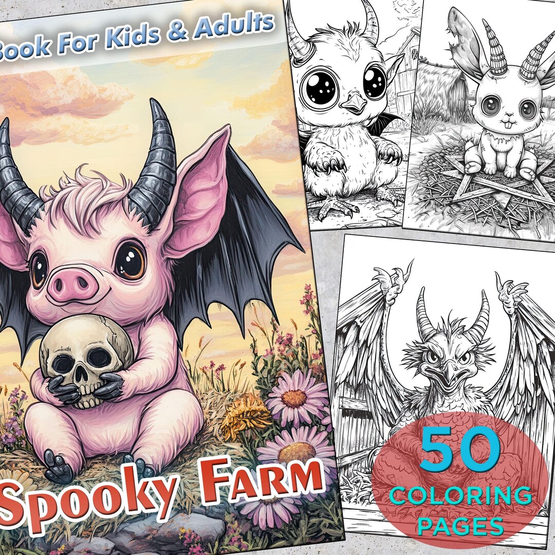 50 Spooky Farm Printable Coloring Pages | PDF Coloring Book With Horror ...