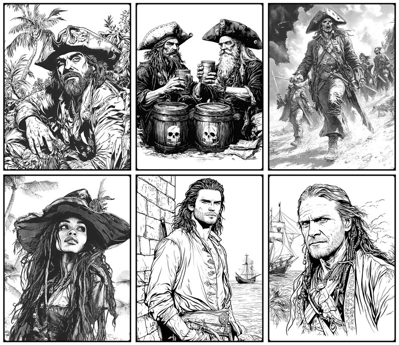 60 Pirate Printable Coloring Pages, PDF Pirate Coloring Book for ...