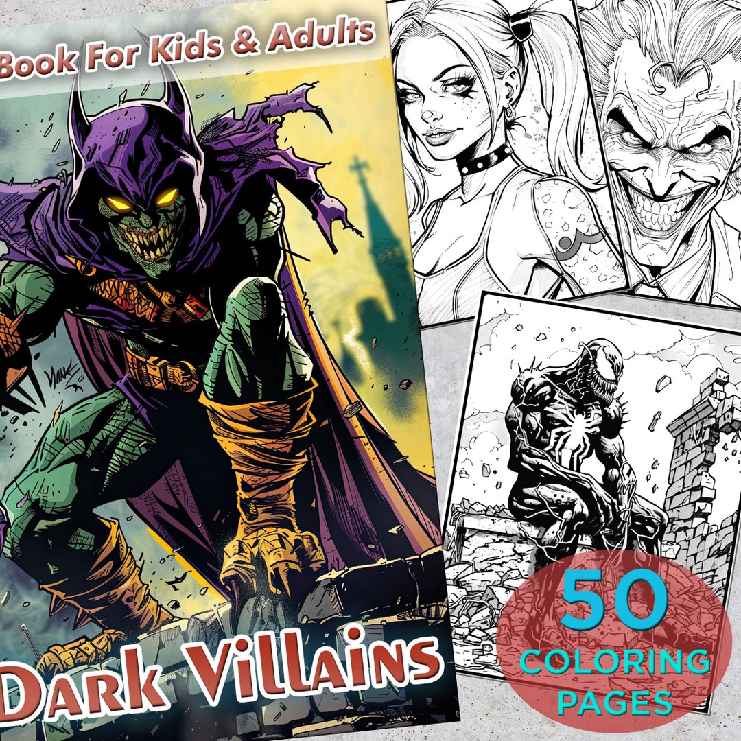 50 Dark Villains Printable Coloring Book for Adults | Coloring Book ...