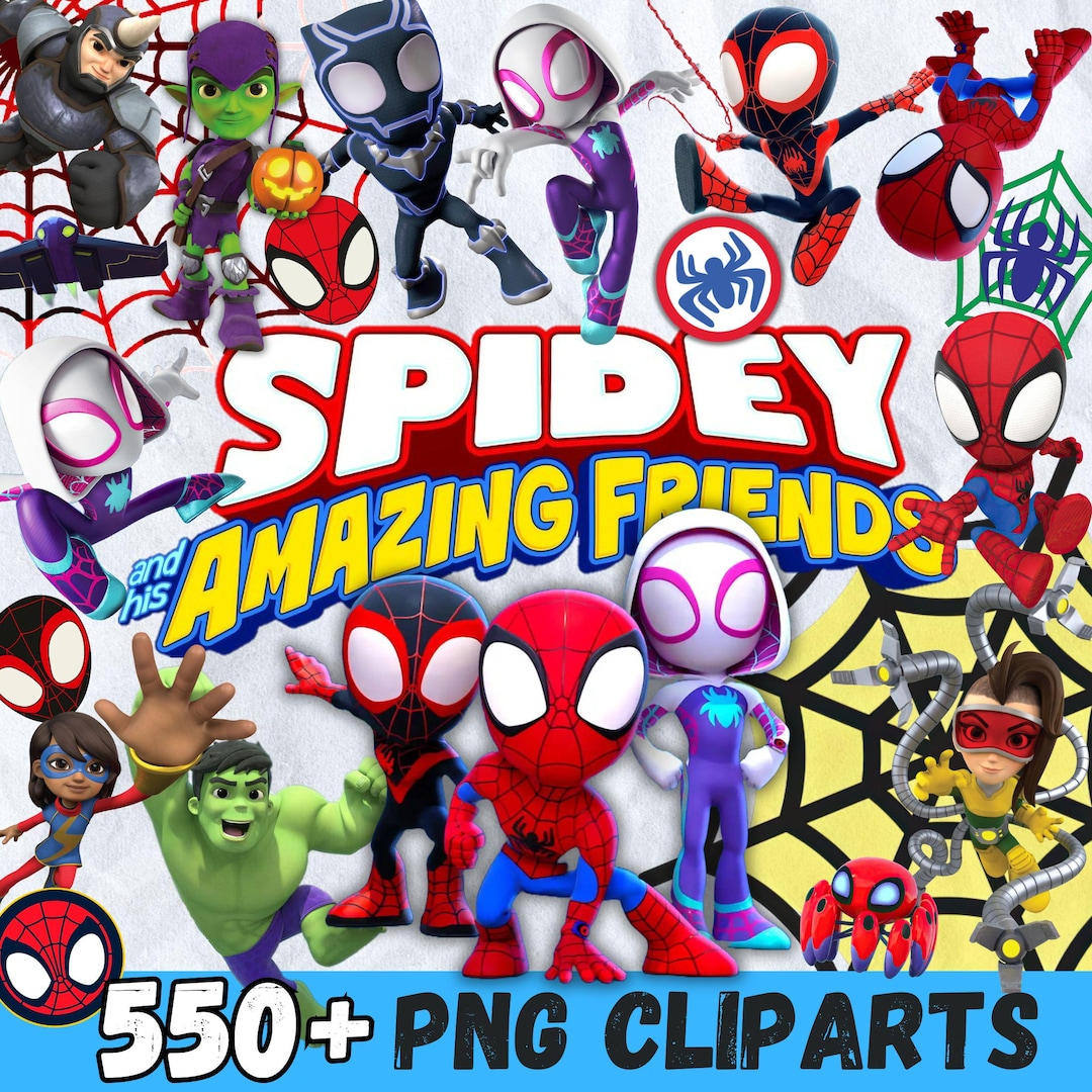 Spidey PNG Cliparts Bundle, Mega Set of Spidey and Friends Clipart ...