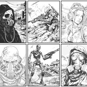 Post-apocalyptic Printable Coloring Book for Adults | 50 Coloring Pages ...