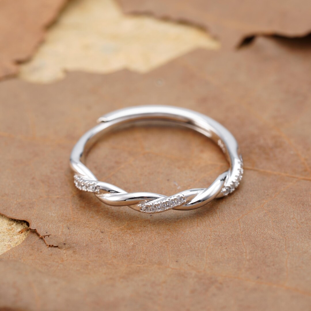 Crossover Twist Open Wedding Ring, 925 Sterling Silver Ring, Dainty ...