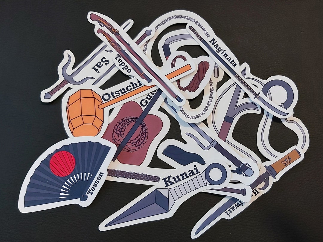 Japanese Weapon Sticker Collection. 12 Stickers in Pack, Vinyl Stickers ...