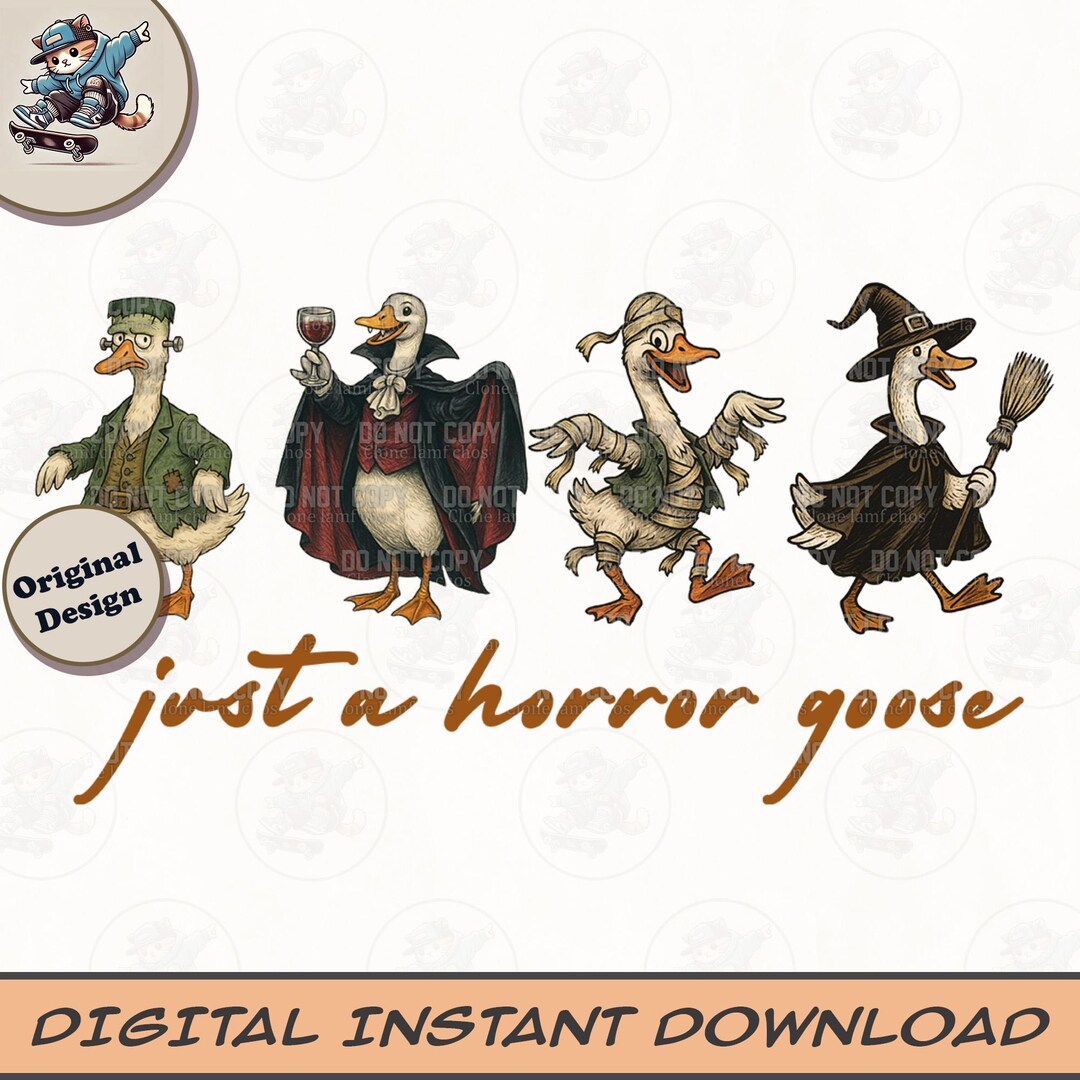 Horror Goose PNG: Halloween Clipart, Sublimation Design (digital ...