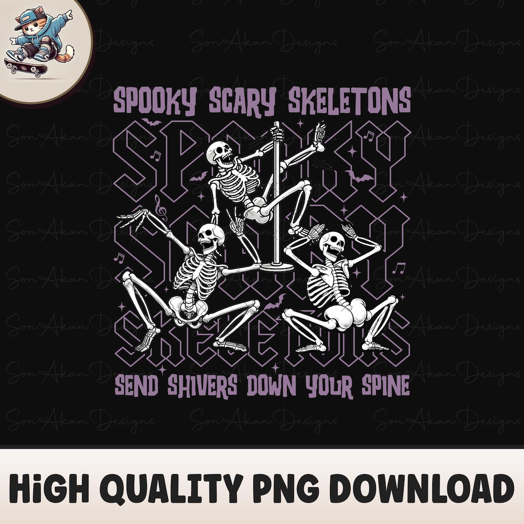 Spooky Scary Skeletons PNG, Funny Halloween Skeleton, Dancing Skeleton ...