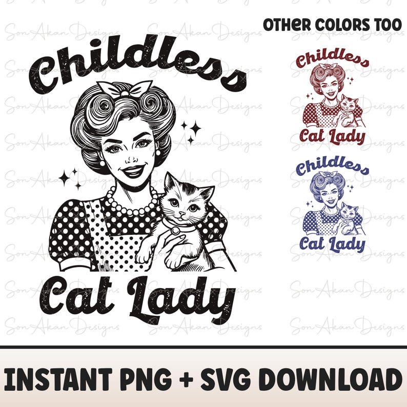 Retro Childless Cat Lady PNG SVG Instant Download, Kamala Harris 2024 ...