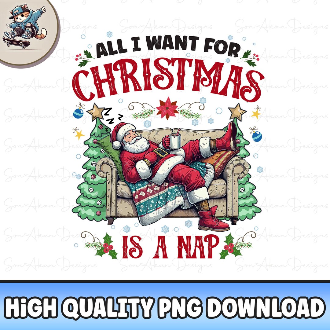 Retro Santa Nap PNG, Funny Christmas Design (digital Download) - Etsy