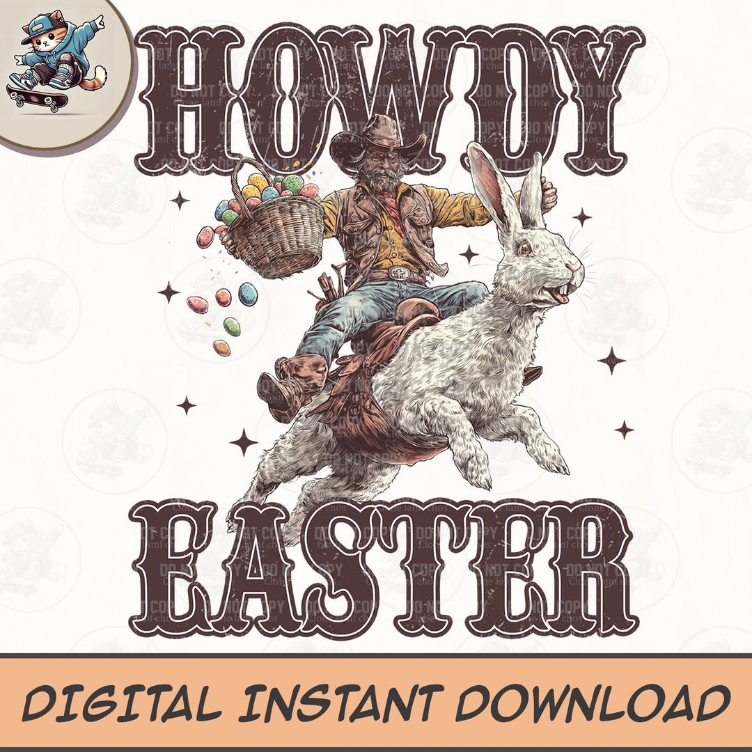Cowboy Easter Bunny PNG: Western Coquette Design (digital Download) - Etsy
