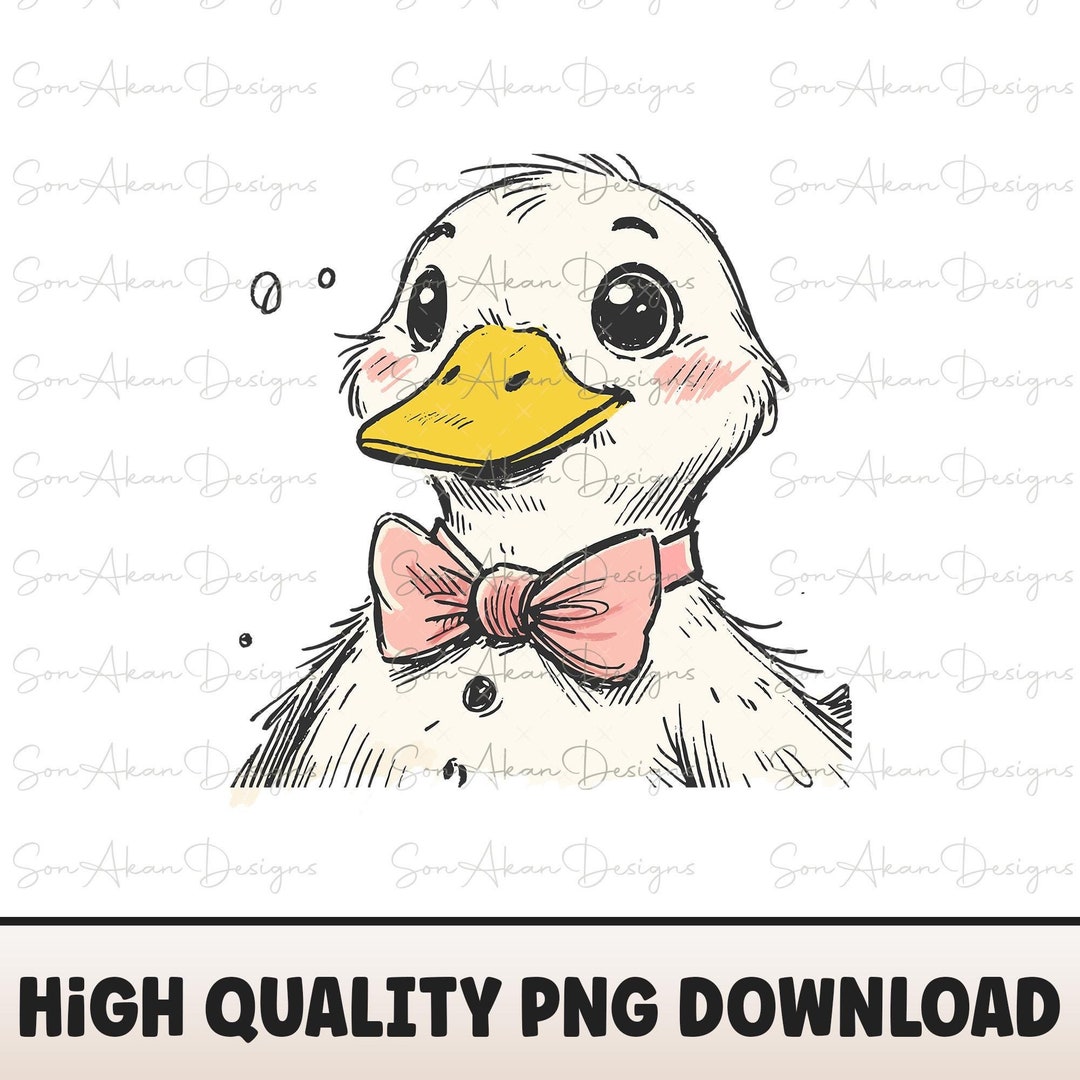 Cute Coquette Duck PNG Instant Download, Pink Ribbon Bowtie, Pink ...