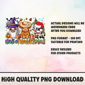 Highland Cow Hallothanksmas Png, Digital Download, Funny Halloween ...