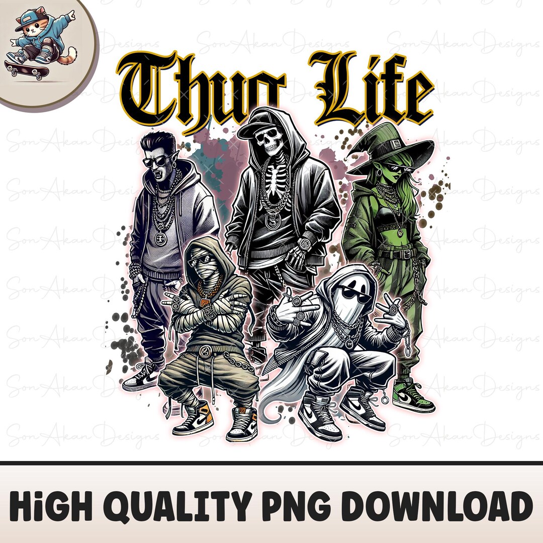 Thug Life Png, Halloween Shirt Design, Hip Hop Design, Funny Halloween ...