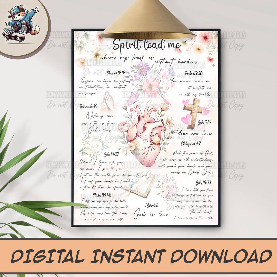 Spirit Lead Me Watercolor Art Print: Bible Verse Wall Decor (digital ...