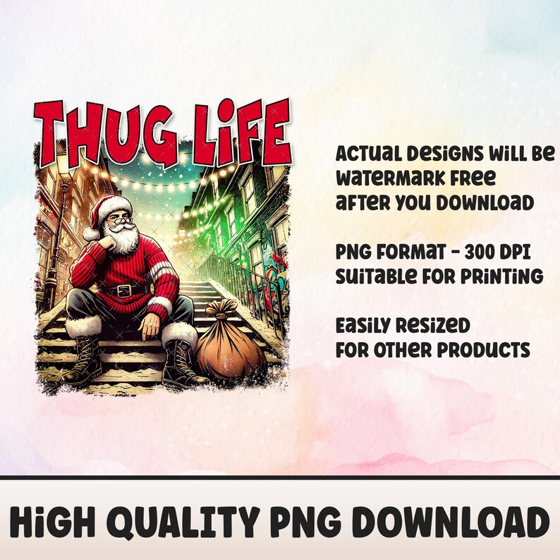 Thug Life Santa Png, Thug Life Christmas Png, Wonderful Time Png, Merry ...