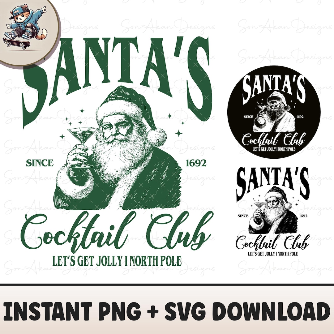 Santas Cocktail Club Christmas SVG Png, Digital Download, Funny ...