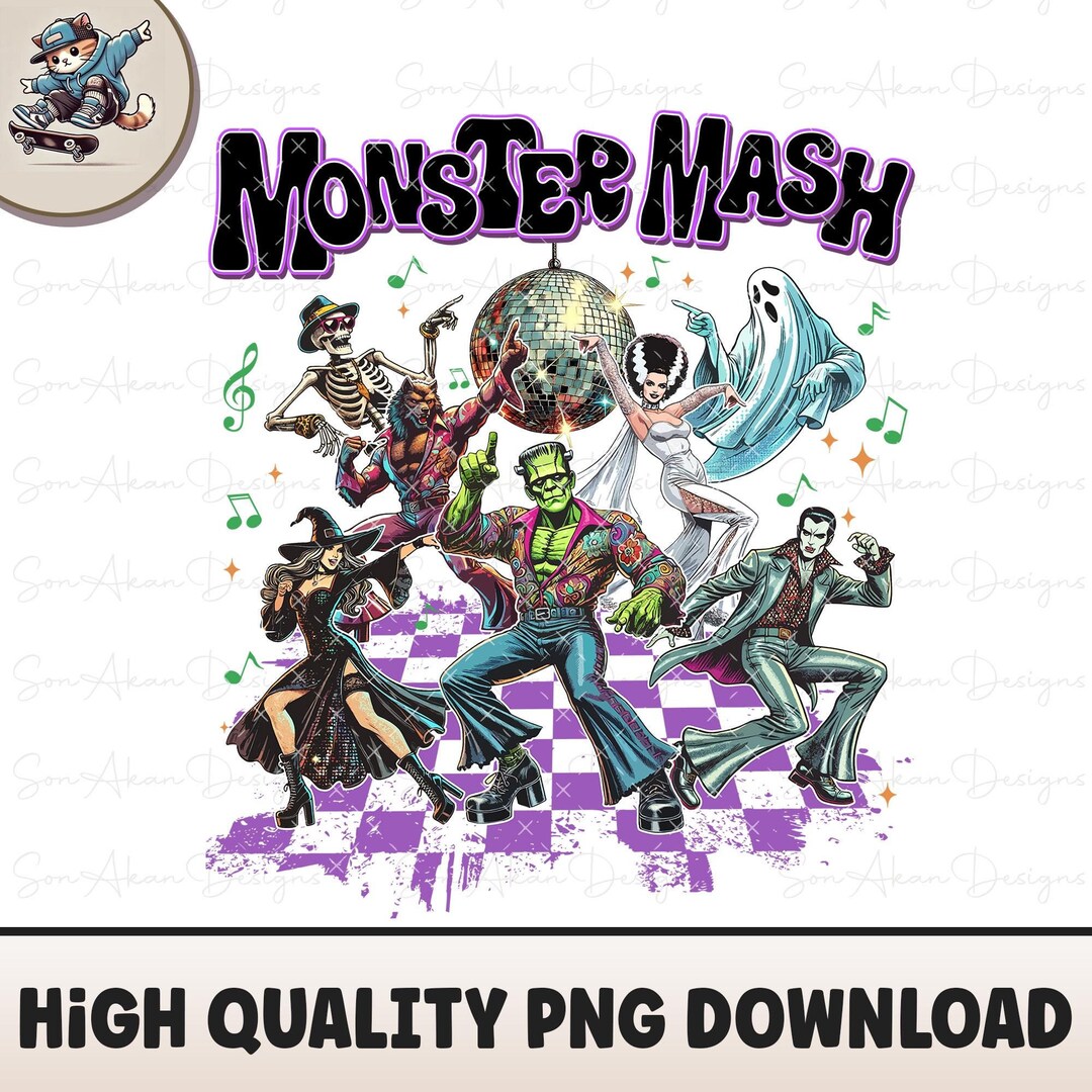 Monster Mash Png, Retro Halloween Png, Funny Halloween, Monster Png ...