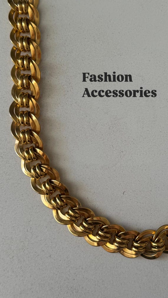 Gold Tone Chain Necklace with a Gold Heart & a Diamon… - Gem