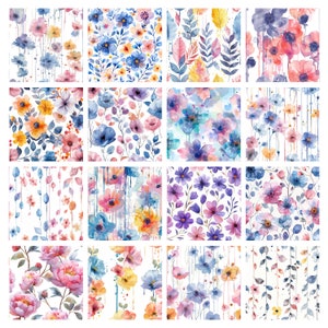 100 Flowers Seamless Pattern, Leaves Digital Paper, Floral Prints ...