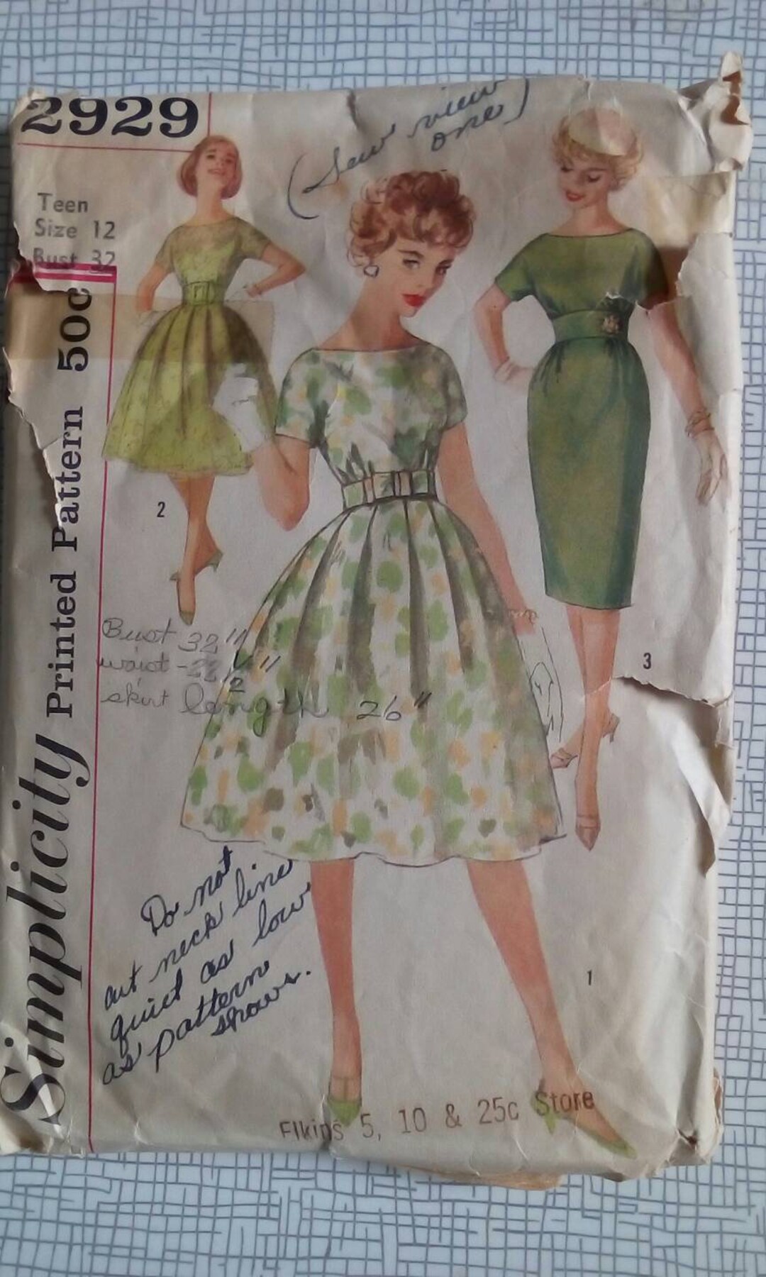 TLC - 1950s Dress & Belts - 32" Bust - Simplicity 2929 - Vintage Sewing ...